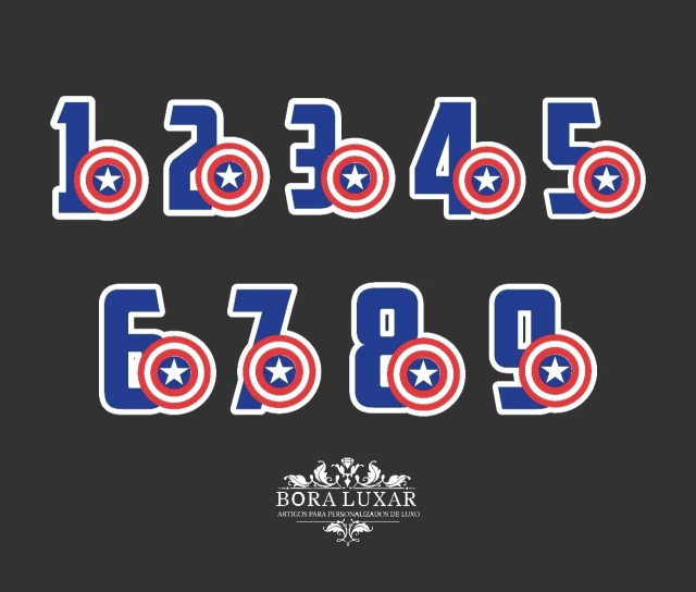 Números Capitão América (6cm) - Bora Luxar