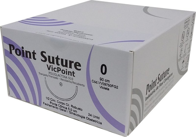 Fio de Sutura VICPOINT Poliglactina 910 Violeta 70cm/90cm (AGULHA 1/2 DE CÍRCULO CORPO ...