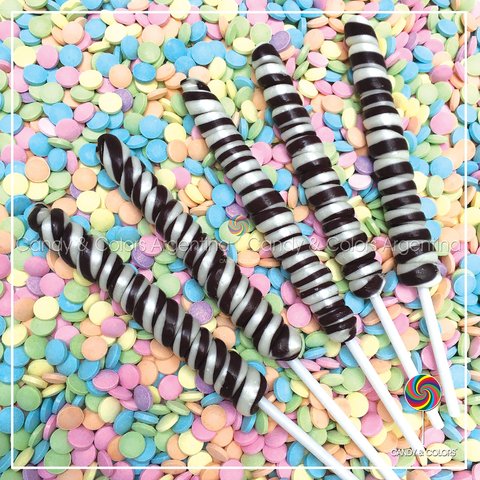 Pirulines de caramelo - negro y blanco - aprox. 18 cm - unidad