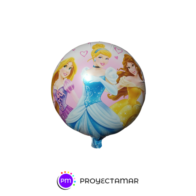 Globo Circulo Princesas con Corazones 18" - PROYECTAMAR