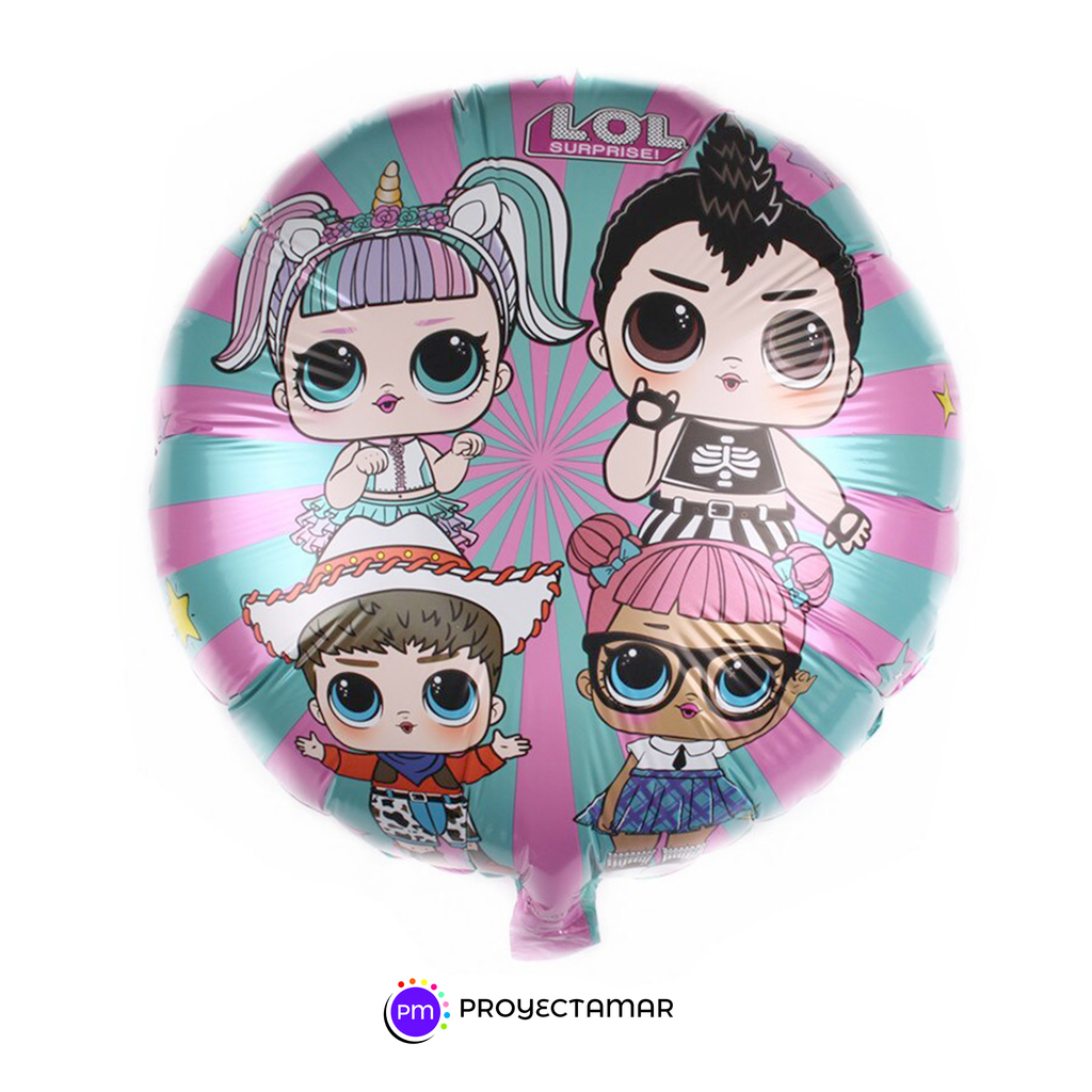 Globo LOL circulo rosa y celeste 18" - PROYECTAMAR