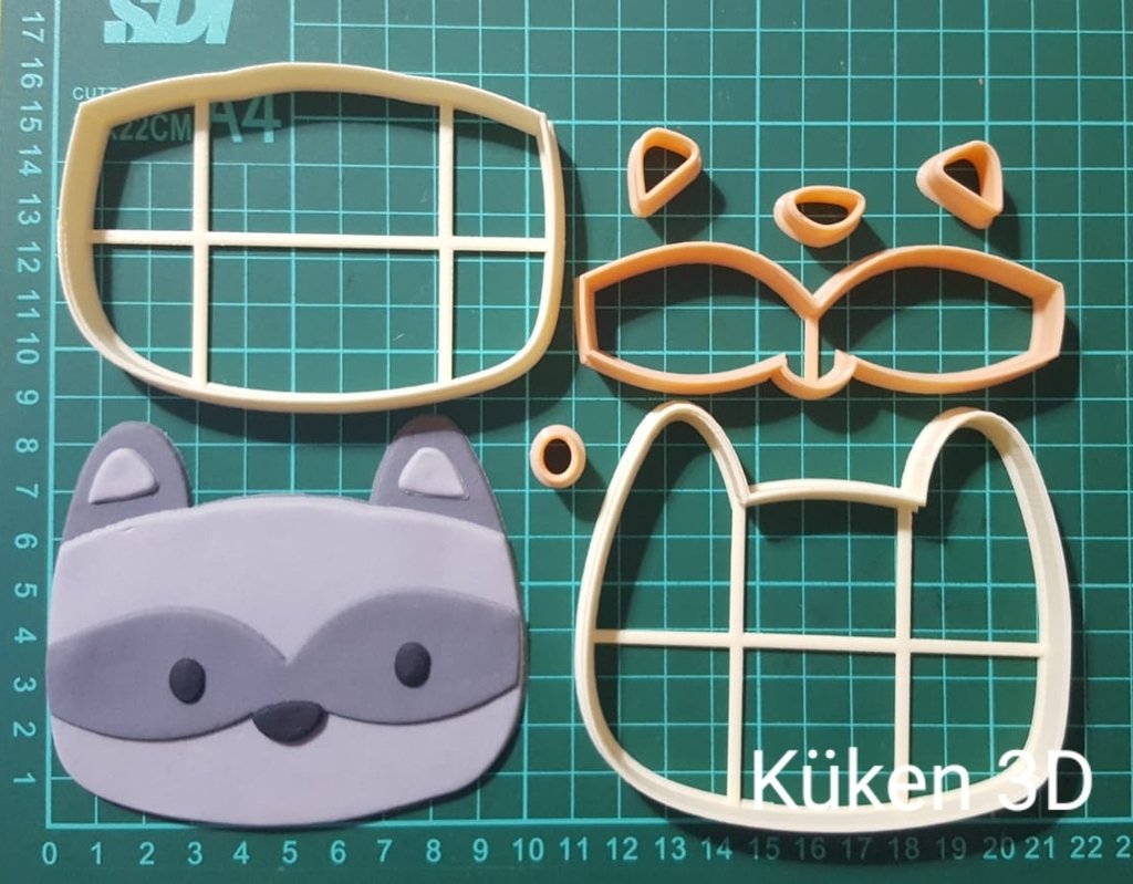 Cortante Animal Bosque Cara mapache collage 10cm modx9