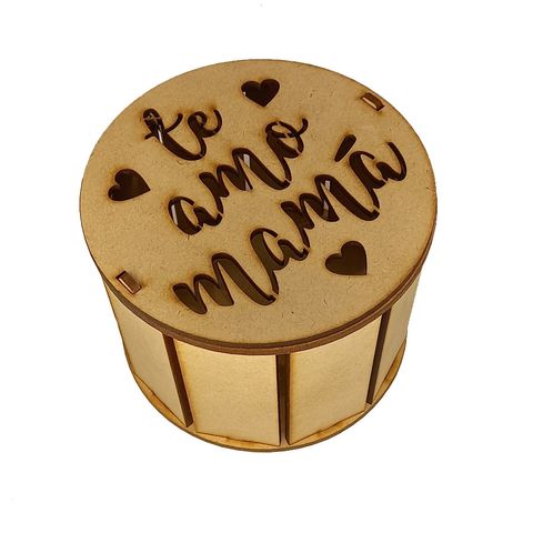 Caja Circular Con Frase Te Amo Fibrofacilmania