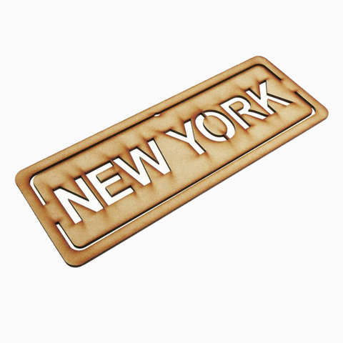 CARTEL CALADO EN FIBROFACIL "NEW YORK" X 1 UNIDAD