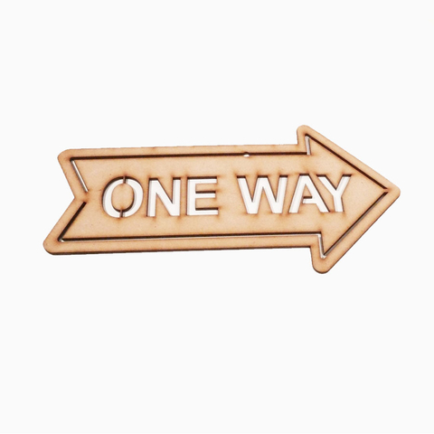 CARTEL CALADO EN FIBROFACIL "ONE WAY" X 1 UNIDAD