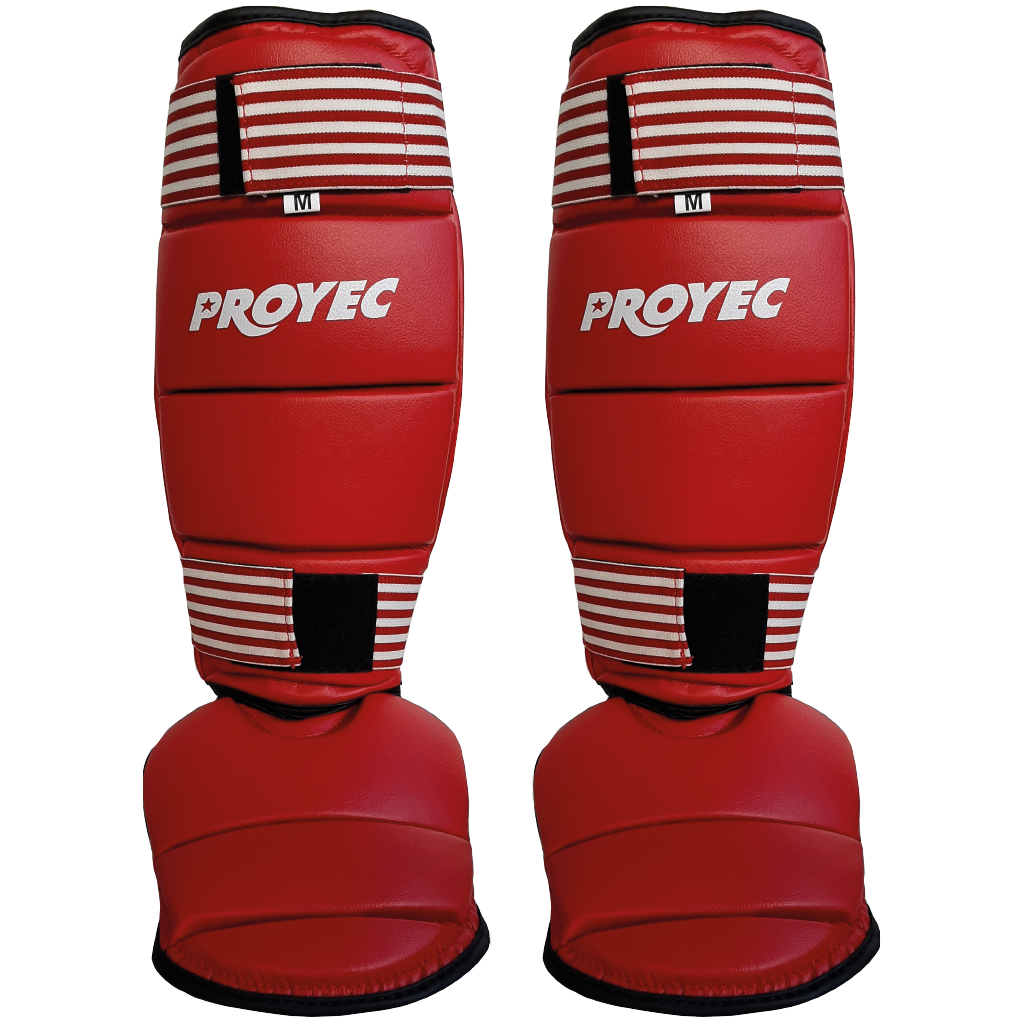 Protector tibia y empeine de cuero sintético para deportes de contact