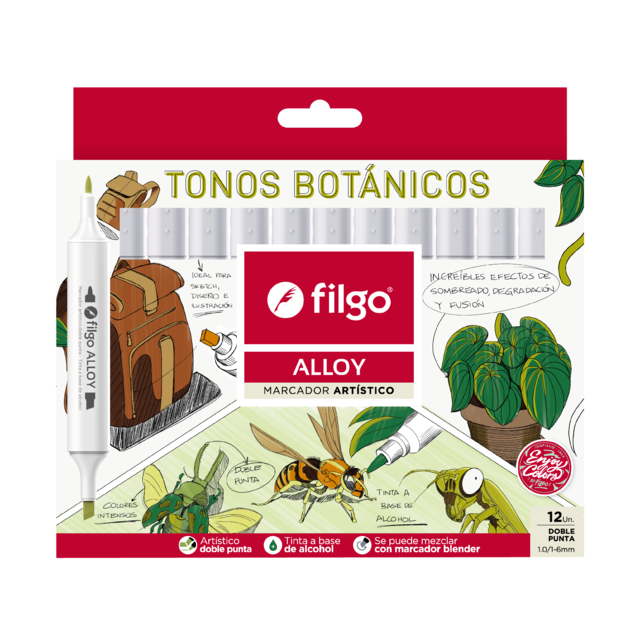 Marcadores artisticos Filgo Alloy x12 tonos botanicos