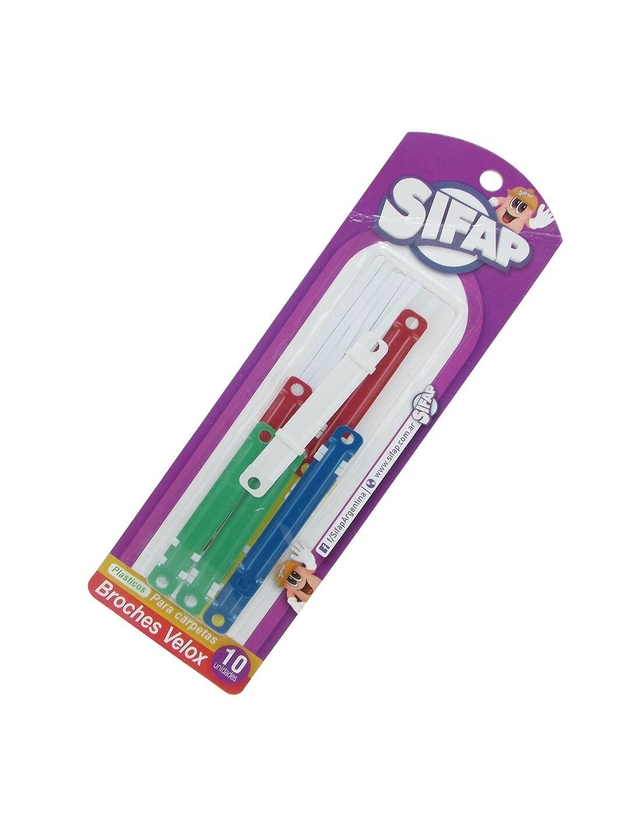 Broches plasticos Sifap para carpetas x10 unidades