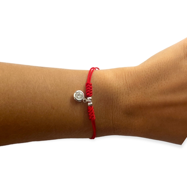 8810 Pulsera Hilo Rojo Bolita Blanca - Stal Joyas
