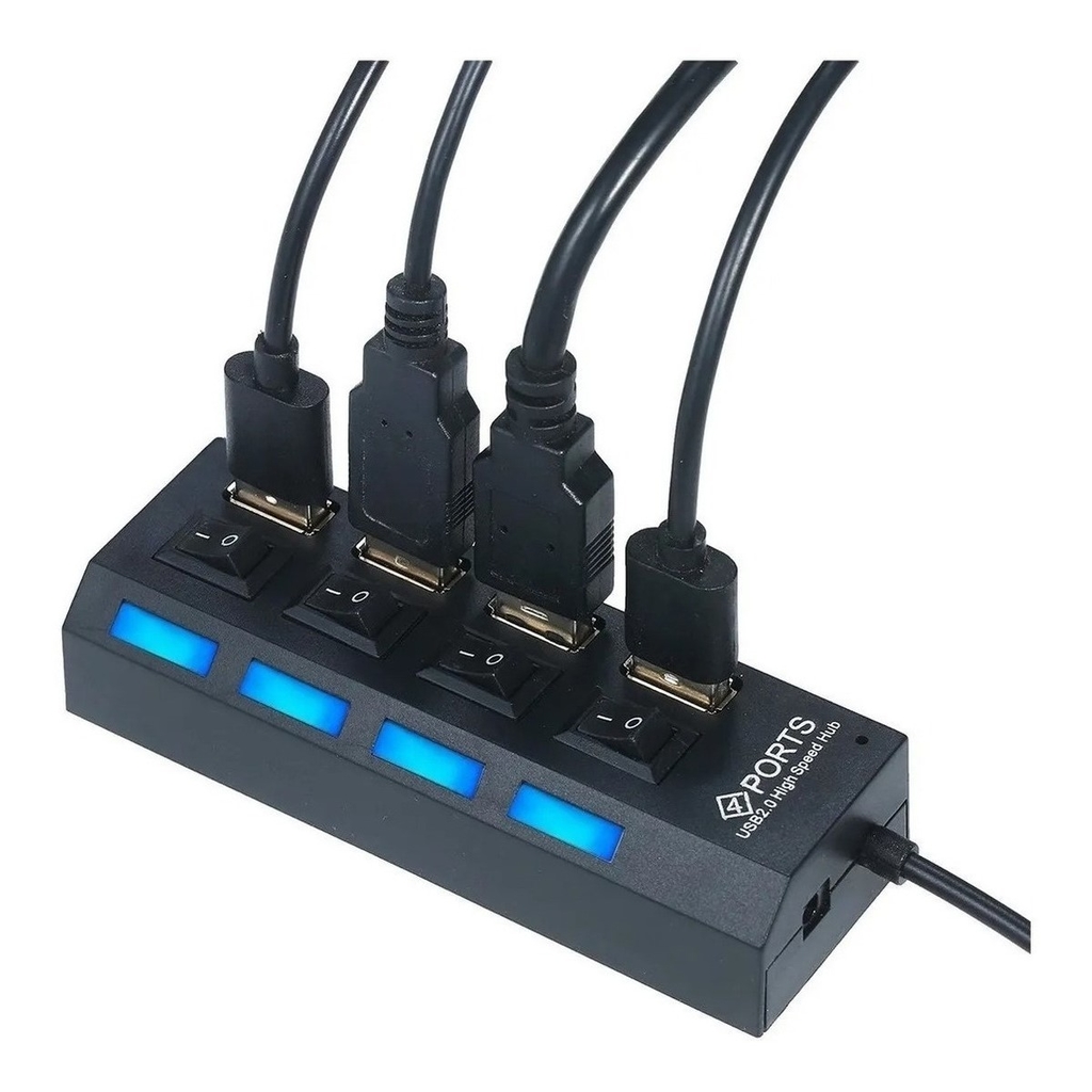 Hub Usb 4 Puerto Extension Multiplicador Switch Luces