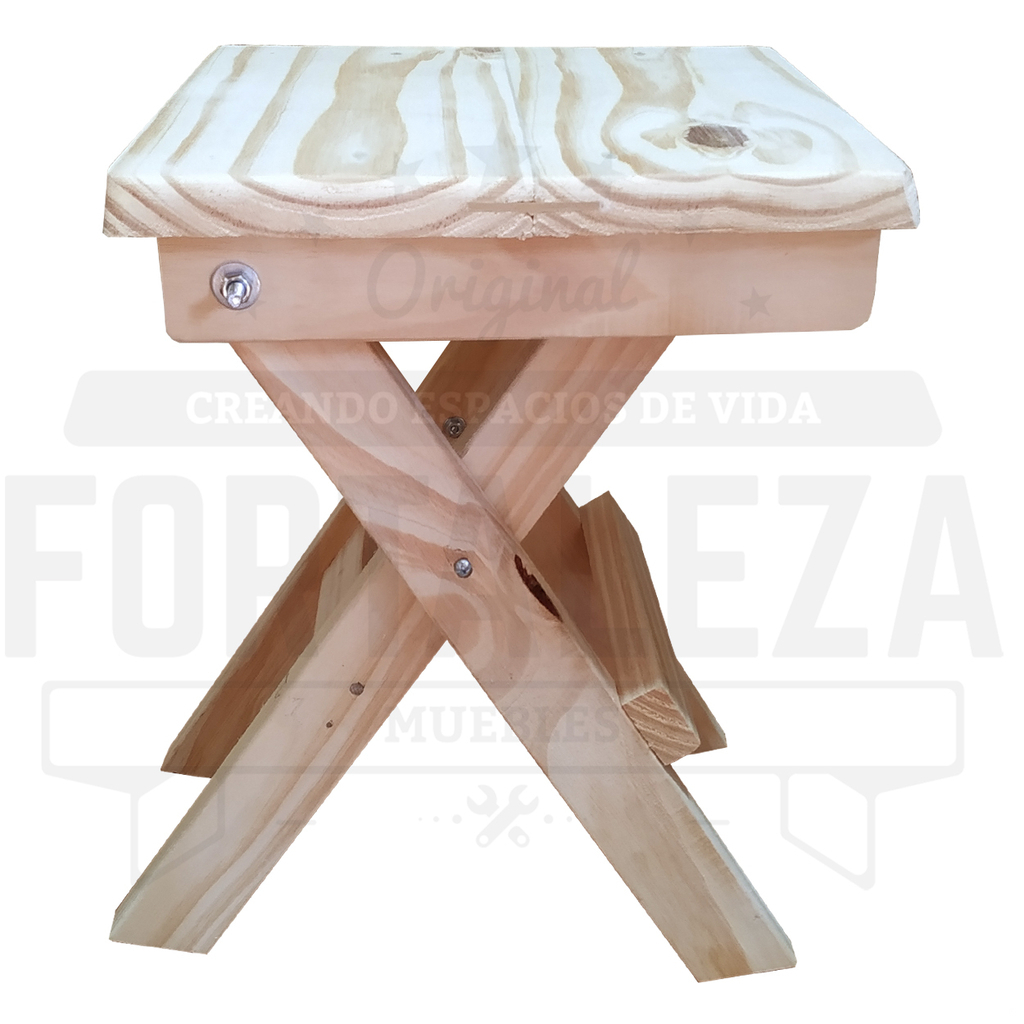Banqueta Plegable cuadrada De Madera De Pino 40 Cm Alto