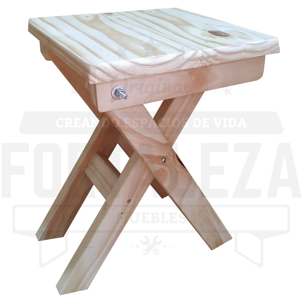Banqueta Plegable cuadrada De Madera De Pino 40 Cm Alto