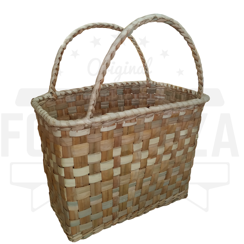 Canasta con manija de mimbre 40 x 20 x 30 cm alto