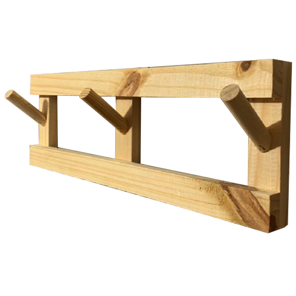 Perchero Escandinavo De Pared De Madera De Pino 3 Ganchos