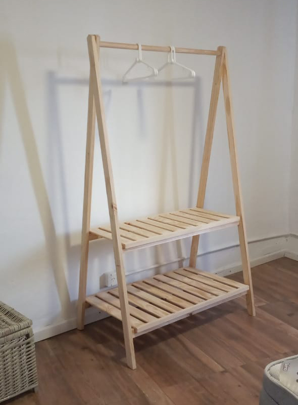 Perchero Plegable con Estante de 100 cm