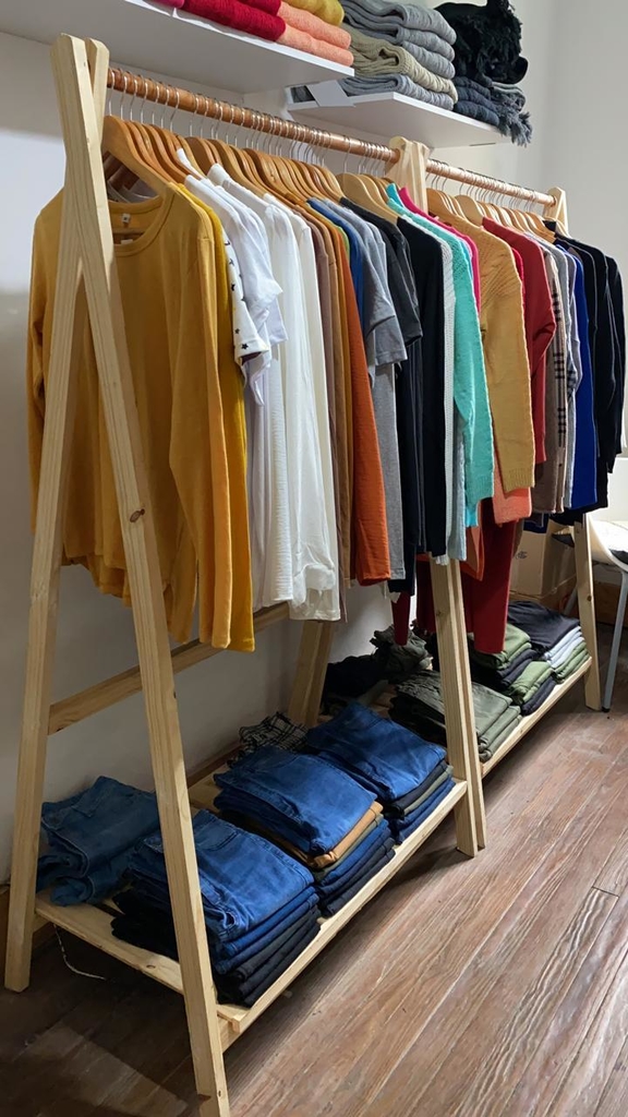 Perchero Plegable con Estante de 100 cm