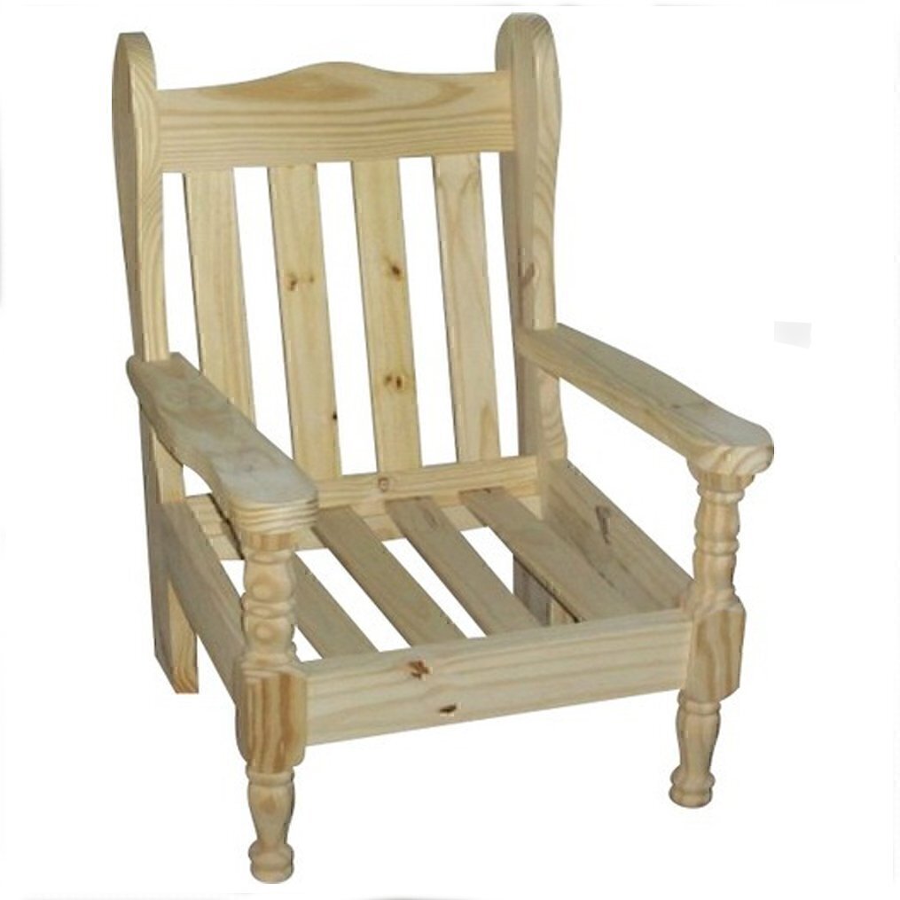Sillon de Madera De Pino 1 Cuerpo Con Almohadones patas Torneadas