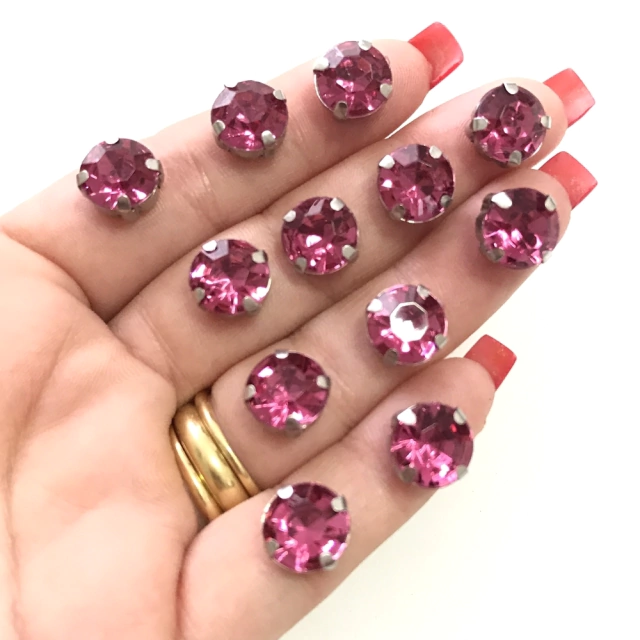 Strass de costura 10mm pink (20 unds)