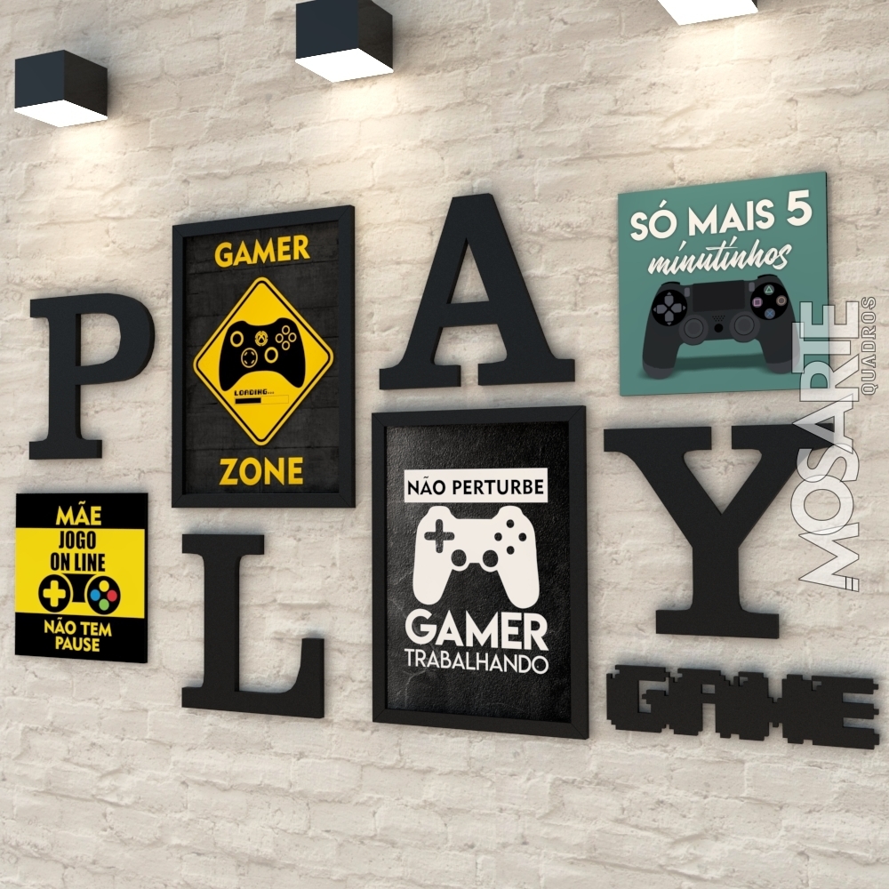 CONJUNTO QUADROS E LETRAS - PLAY GAME - Mosarte Quadros