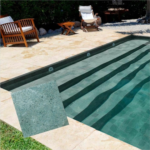 Piedra volcánica Bali Verde + Colocación por M2