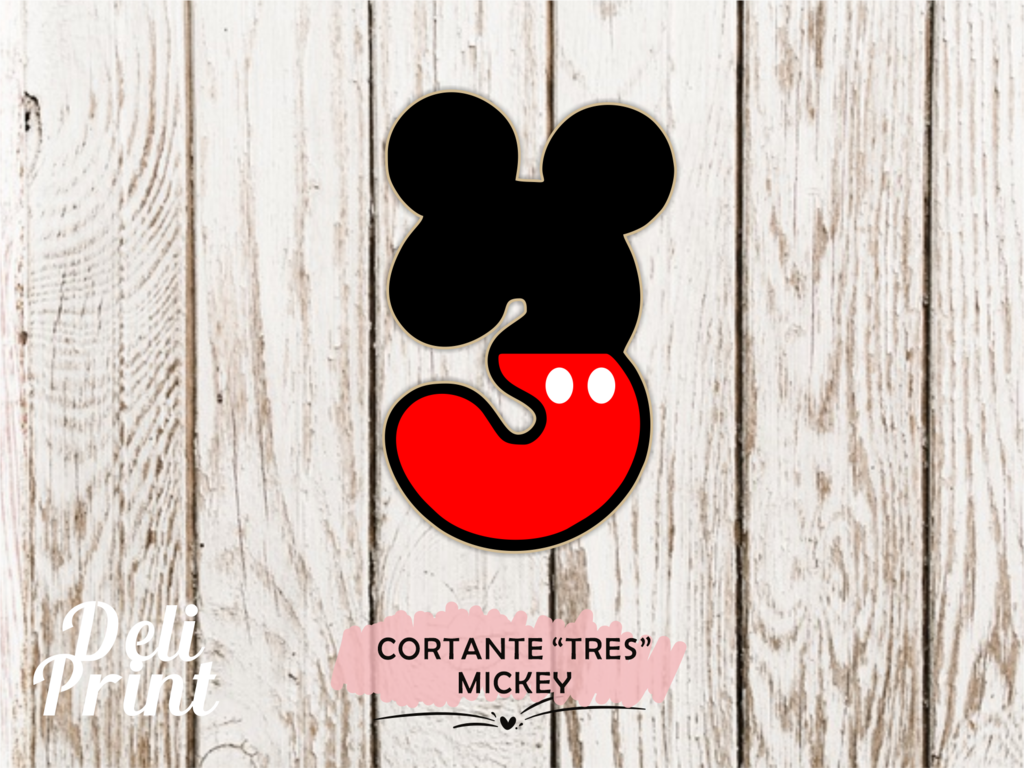 Número 3 Mickey - DeliPrint - Cortantes y Stencils