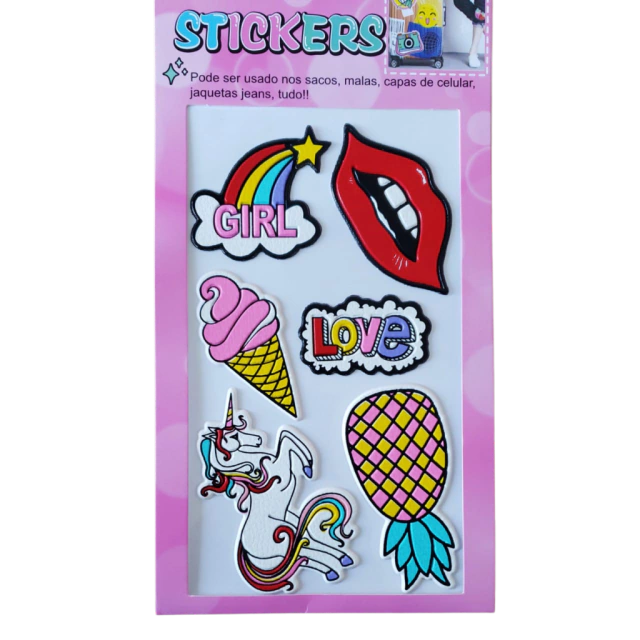 Stickers cartela com 6 unidades