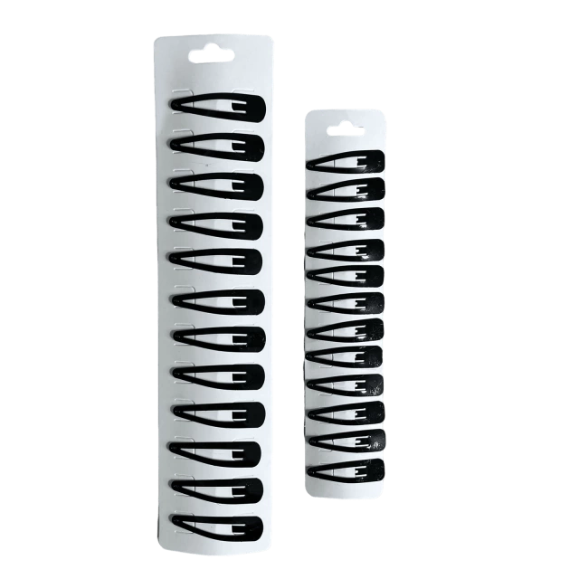 Cartela com (12 Peças) Presilha Tic Tac Cor Preto - 1 Unidade