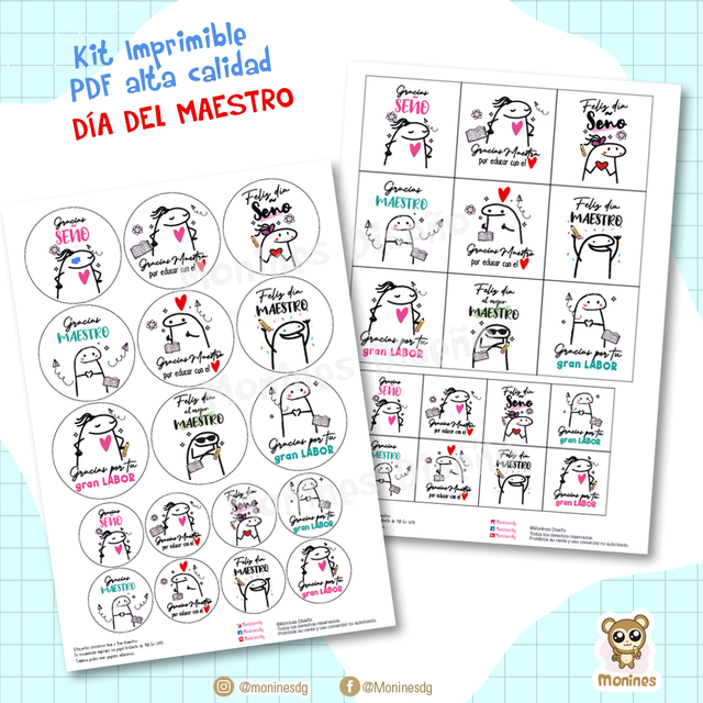 kit imprimible día del maestro - maestra flork