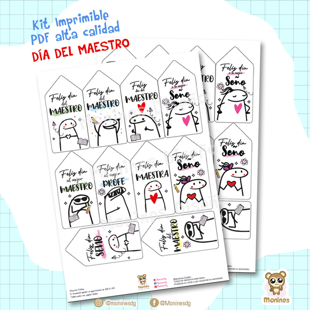 kit imprimible día del maestro - maestra flork
