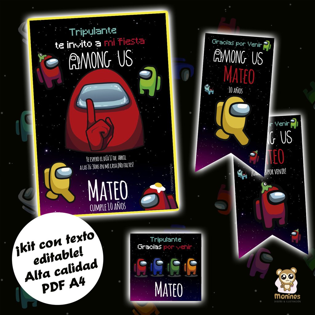 among us / Impostor kit imprimible con textos editables / tarjetas