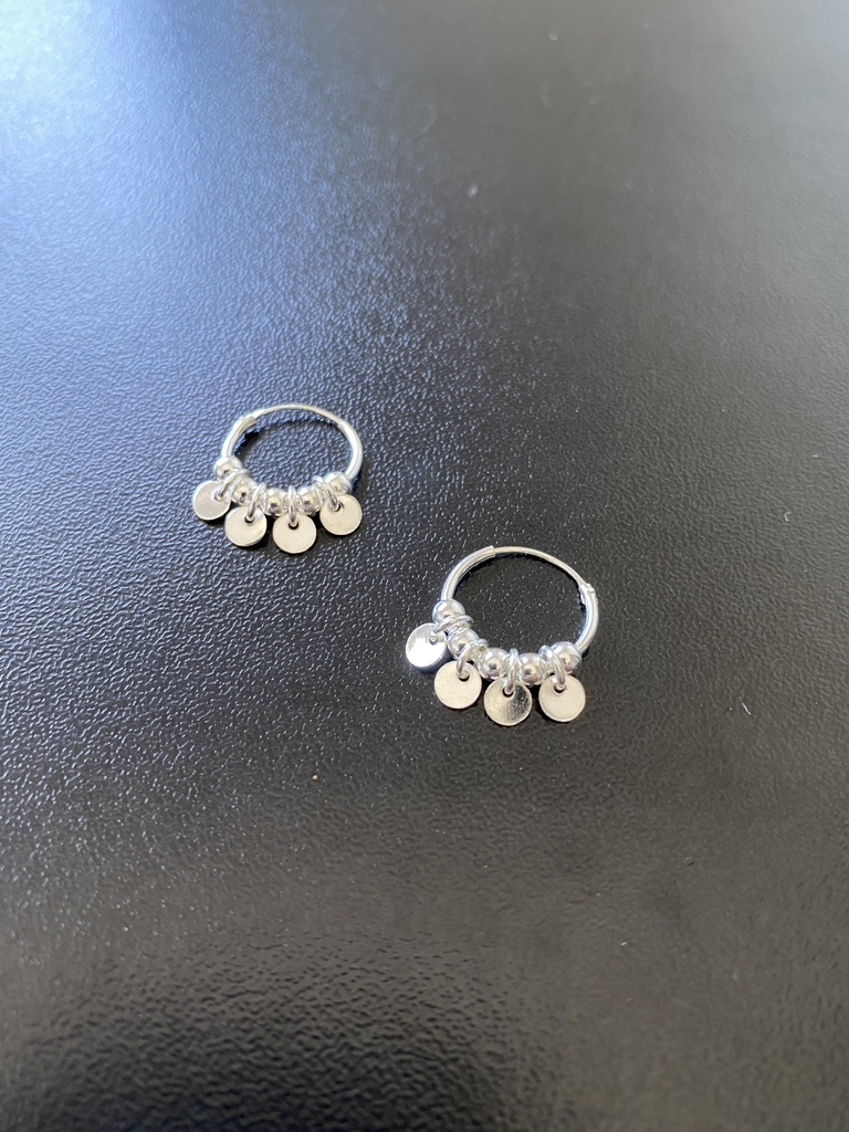 Aros bolitas monedas de plata 925 - Joyas Lua .com