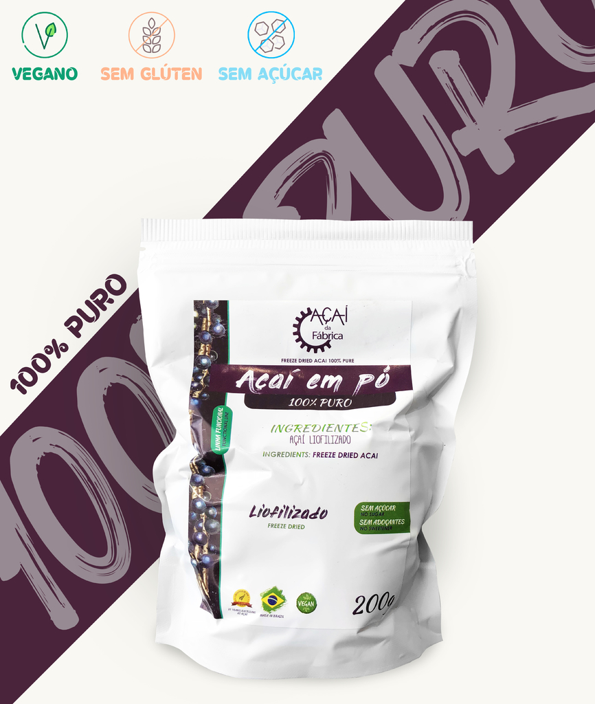 Açaí em Pó 100% Puro - 200g - Açaí da Fábrica