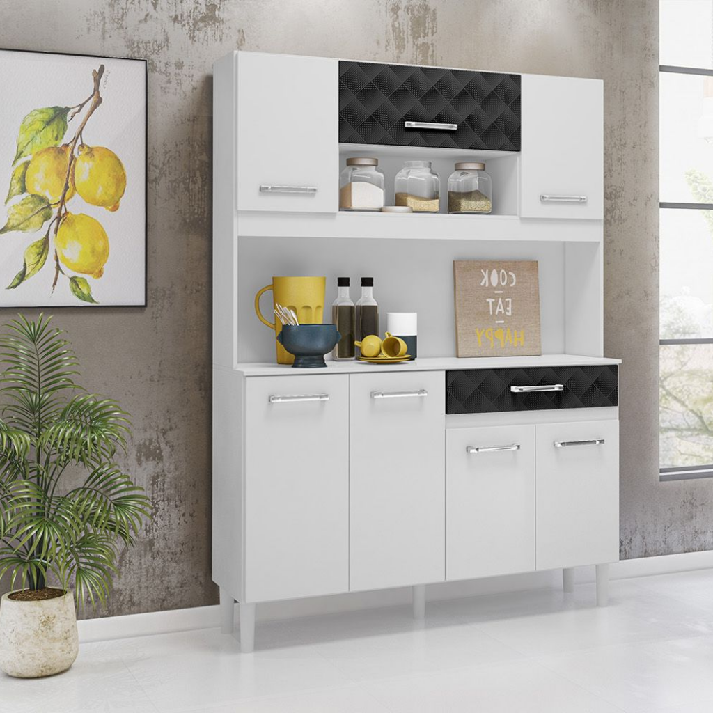 Armário de Cozinha com 06 Portas e 01 Gaveta - Magazin 120