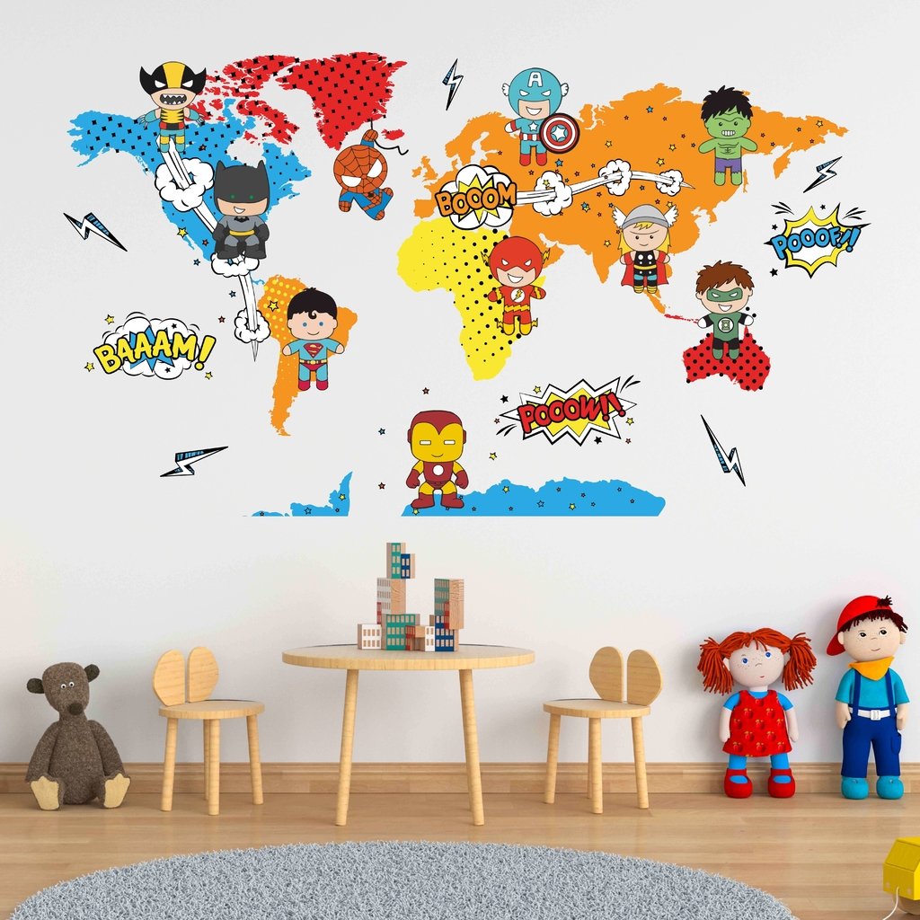 MAPA SUPER HEROES - Comprar en LomasVinilos