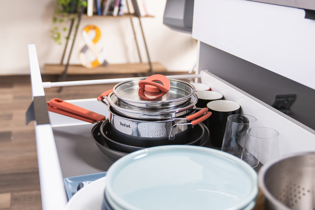 Bateria De Cocina Tefal Optispace 6 Piezas Acero Inox Antiadherente