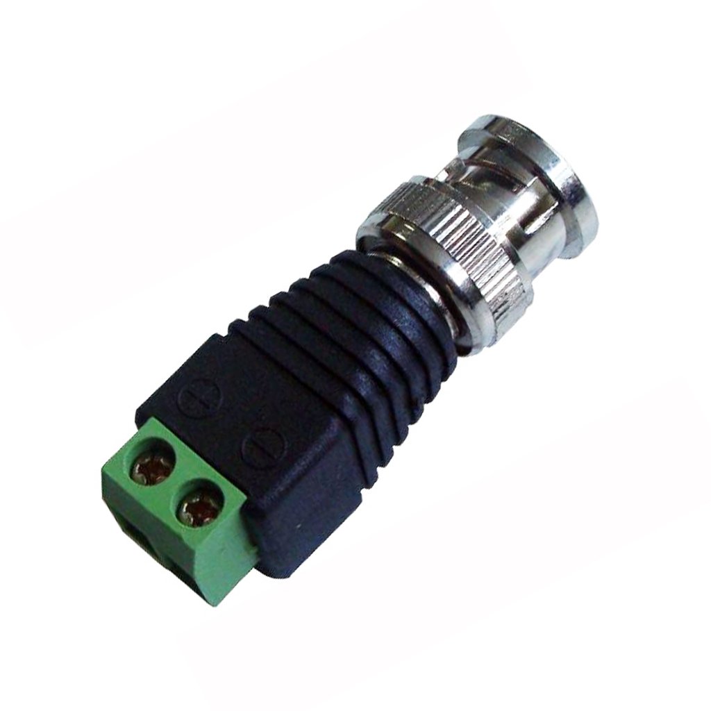 Conector Balun BNC Macho a Terminal DC CCTV