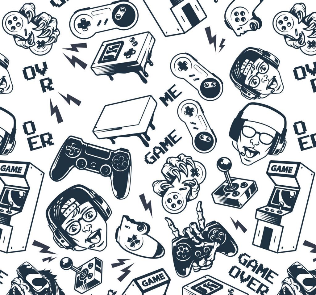 Papel de Parede Gamer Doodle - Cola Koala Adesivos