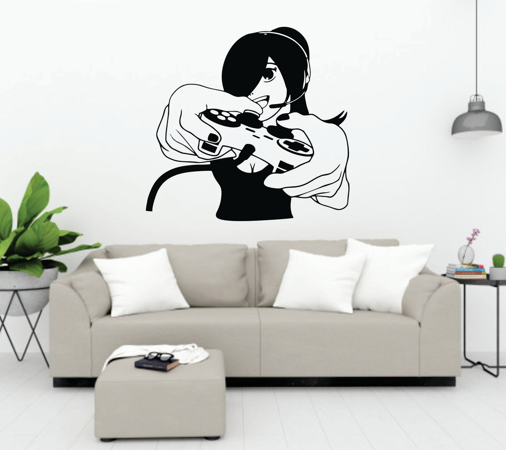 Adesivo de Parede Menina Gamer- Games -Decoração Gamer