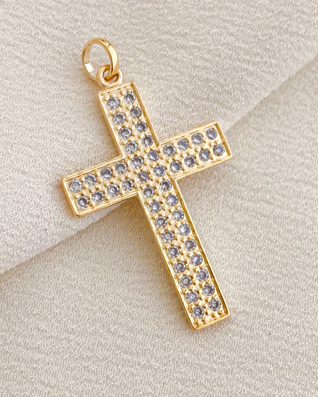 DIJE CRUZ WIDE GOLD 3.8CM - Comprar en cielo chicc