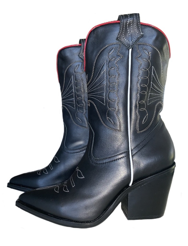 Botas Texanas Milano Black and red
